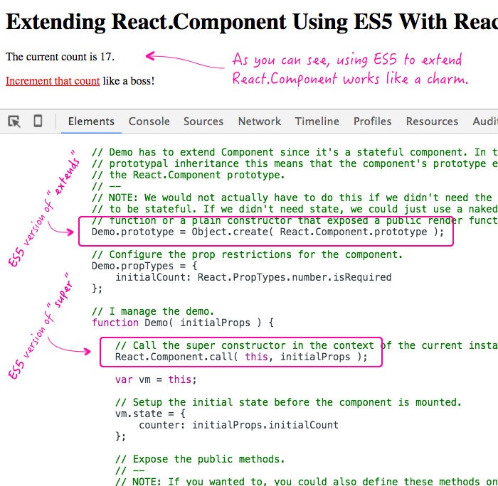Extending Reactponent Using Es5 With Reactjs 0 14
