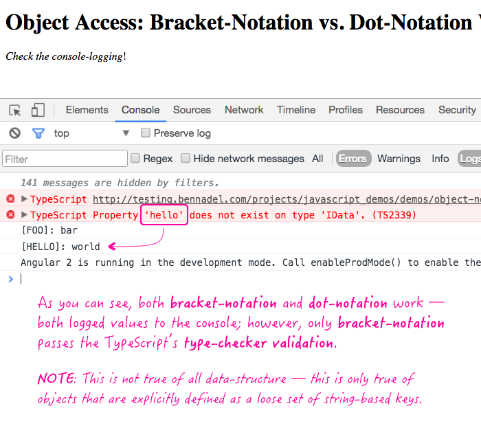 Object Access Bracket Notation Vs Dot Notation With Typescript In Angular 2 Rc 4