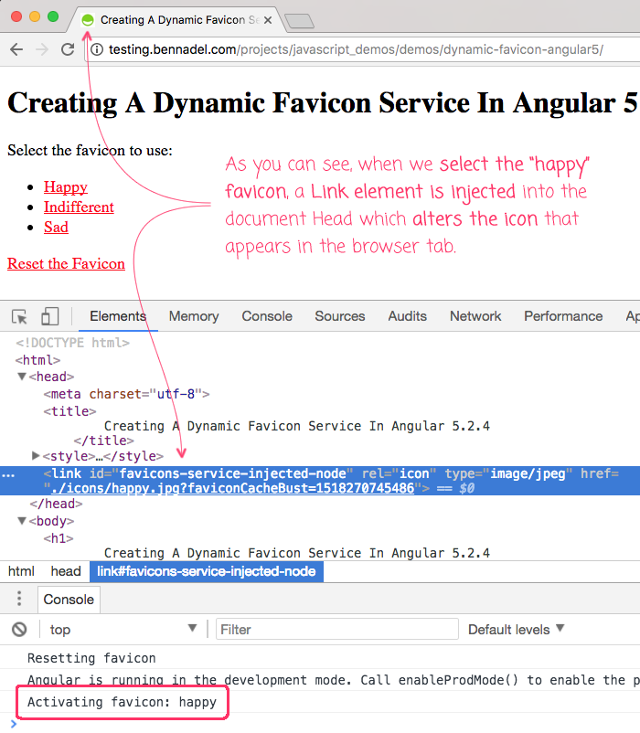 Creating A Dynamic Favicon Service In Angular 5.2.4